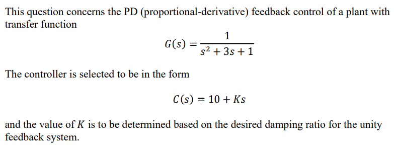 Solved This question concerns the PD | Chegg.com