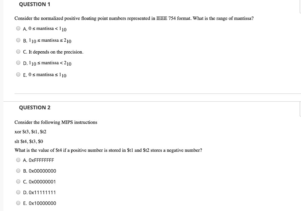 Solved QUESTION 1 Consider the normalized positive floating | Chegg.com