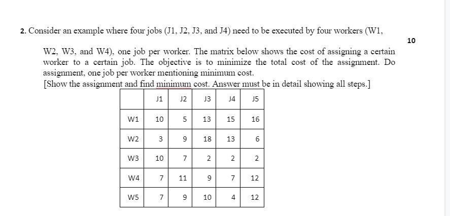 Solved 10 2. Consider an example where four jobs (J1, J2, | Chegg.com