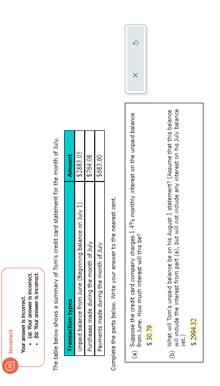 Solved Incorrect Your answer is incorrect. - (a): Your | Chegg.com Solved Incorrect Your answer is incorrect. - (a): Your | Chegg.com