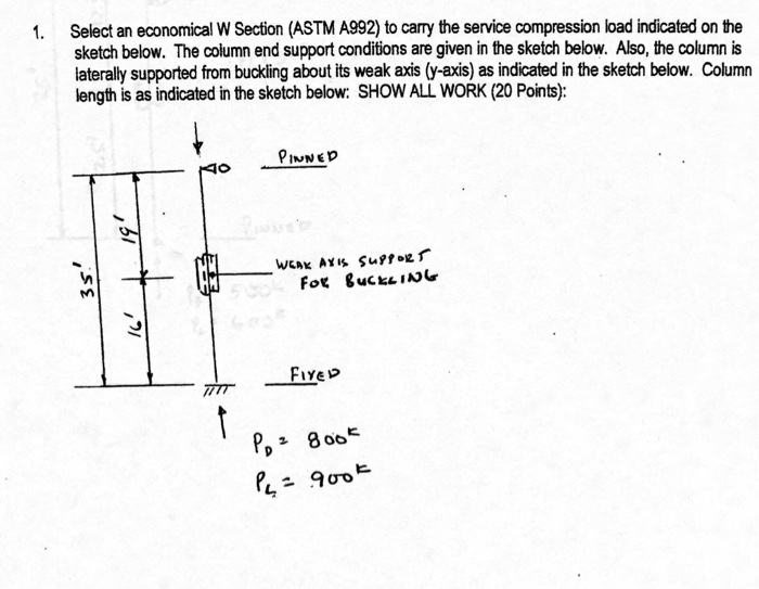 Solved Select an economical W Section (ASTM A992) to carry | Chegg.com