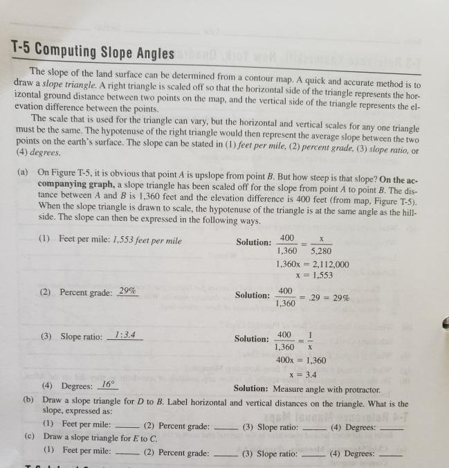 Solved T-5 Computing Slope Angles but wel een The slope of | Chegg.com