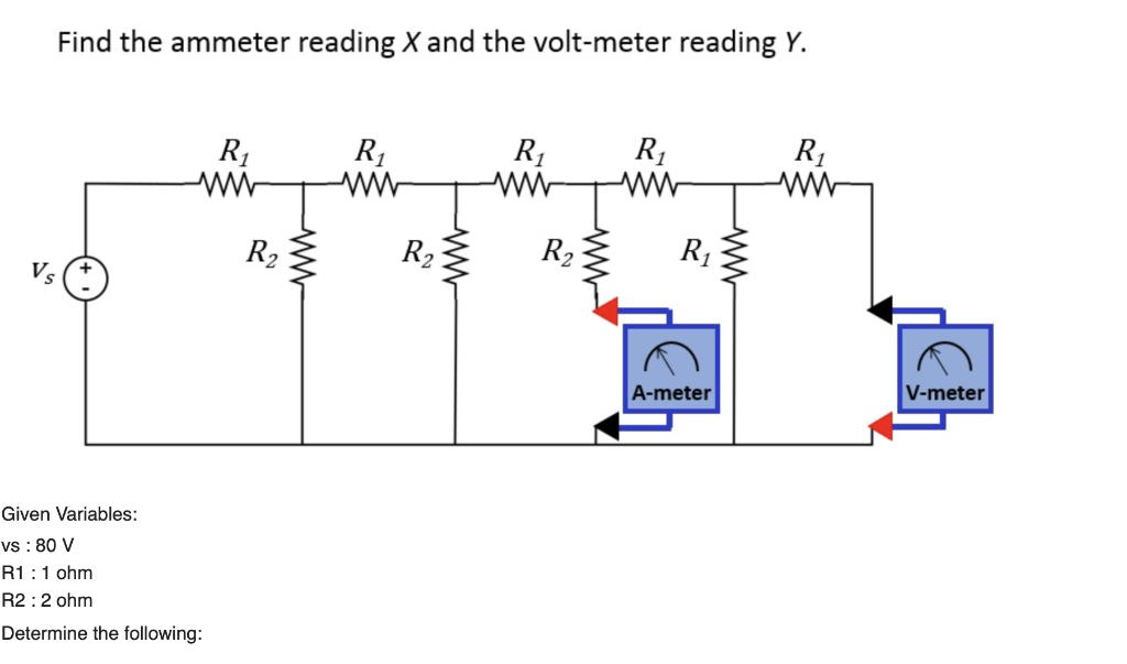 Solved Find the ammeter reading X and the volt-meter reading | Chegg.com