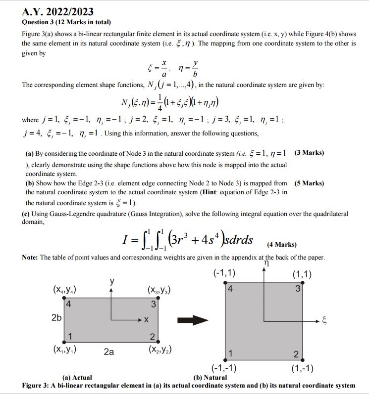 Solved A.Y. 2022/2023Question 3 (12 ﻿Marks in total)Figure | Chegg.com