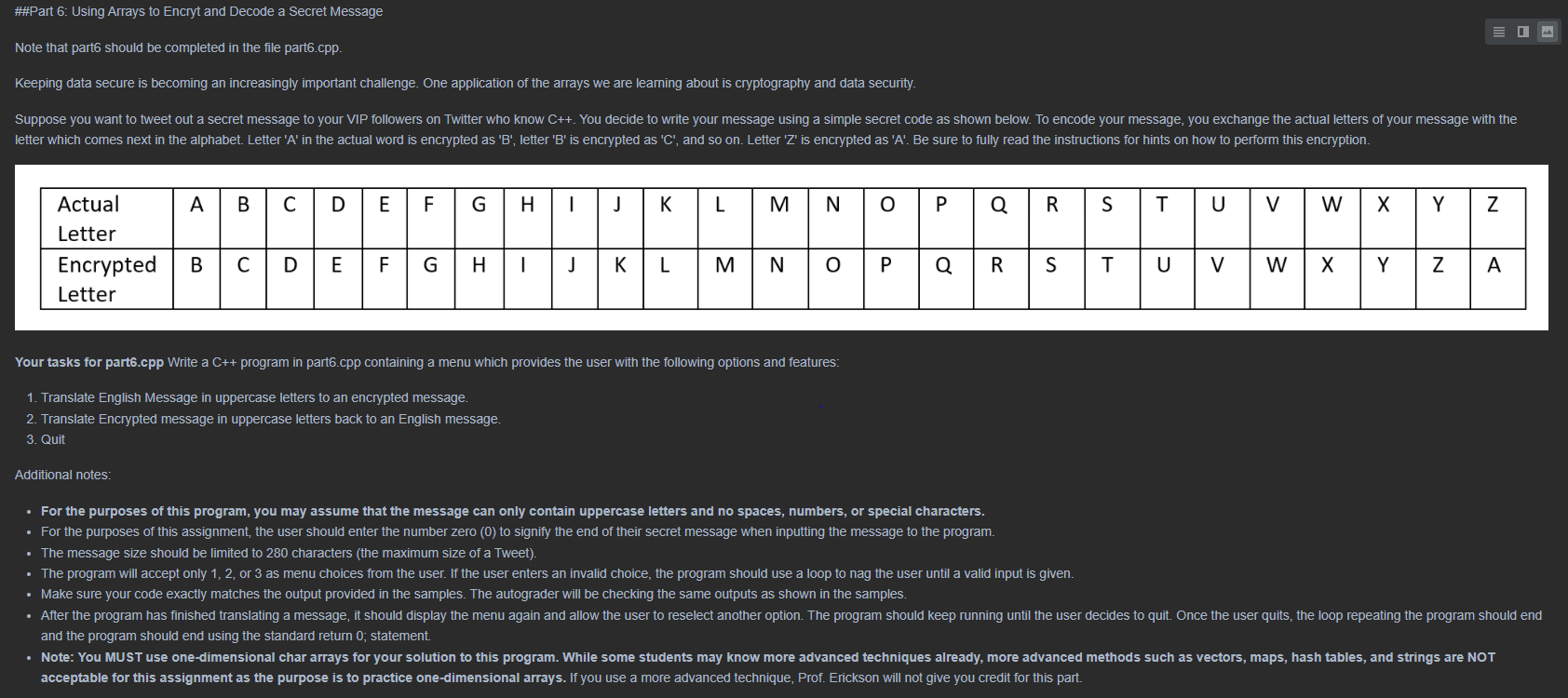 Solved \#\#Part 6: Using Arrays to Encryt and Decode a | Chegg.com