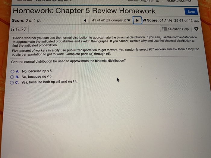 Solved Homework: Chapter 5 Review Homework Score: 0 of 1 pt | Chegg.com