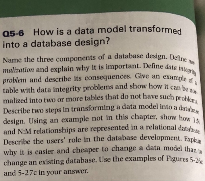 05-6 How is a data model transformed into a database | Chegg.com
