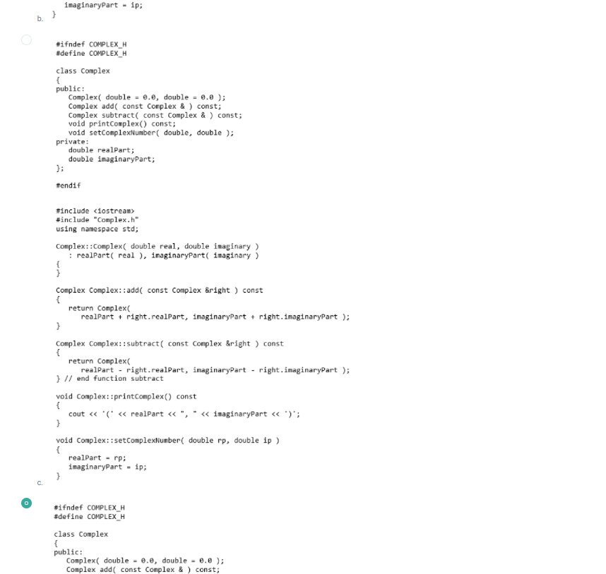 Solved Create a class called Complex for performing | Chegg.com