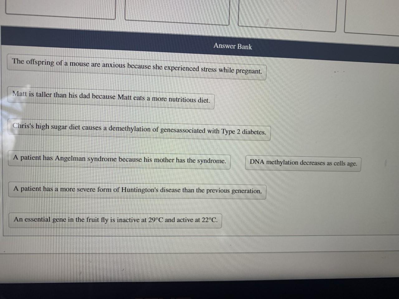 Solved Classify each scenario as the result of epigenetics, | Chegg.com