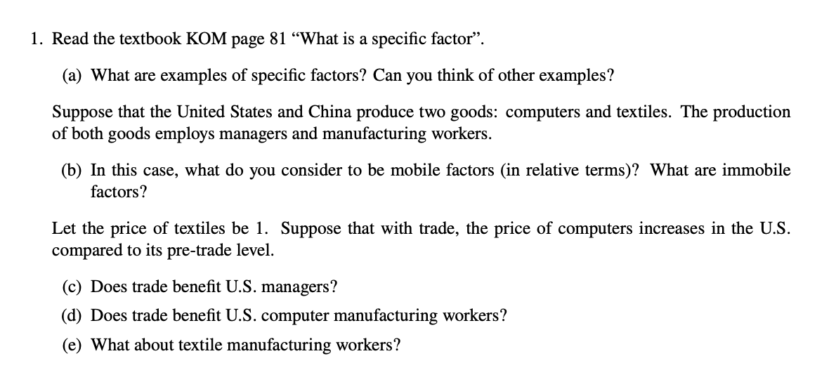Solved Read the textbook KOM page 81 "What is a specific | Chegg.com