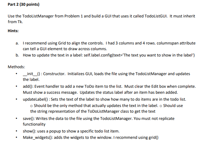 Solved language: PYTHON Use the TodoListManager from | Chegg.com
