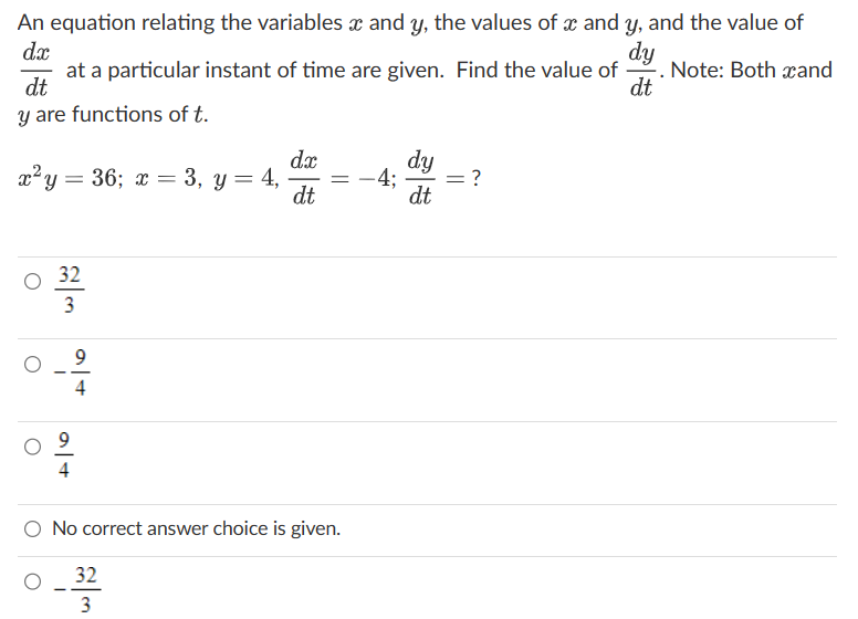 Solved An Equation Relating The Variables X And Y The