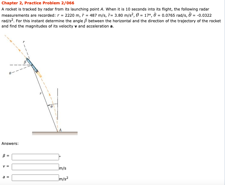 Solved Chapter 2, Practice Problem 2/066 A rocket is tracked | Chegg.com
