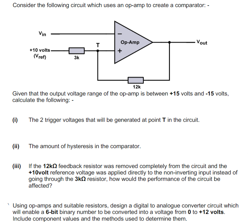 Consider the following circuit which uses an op-amp | Chegg.com
