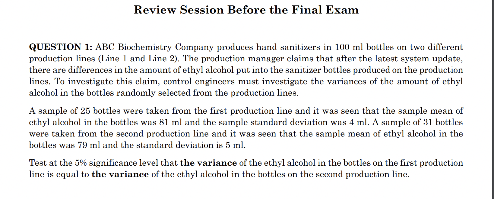 Solved Review Session Before the Final ExamQUESTION 1: ABC | Chegg.com