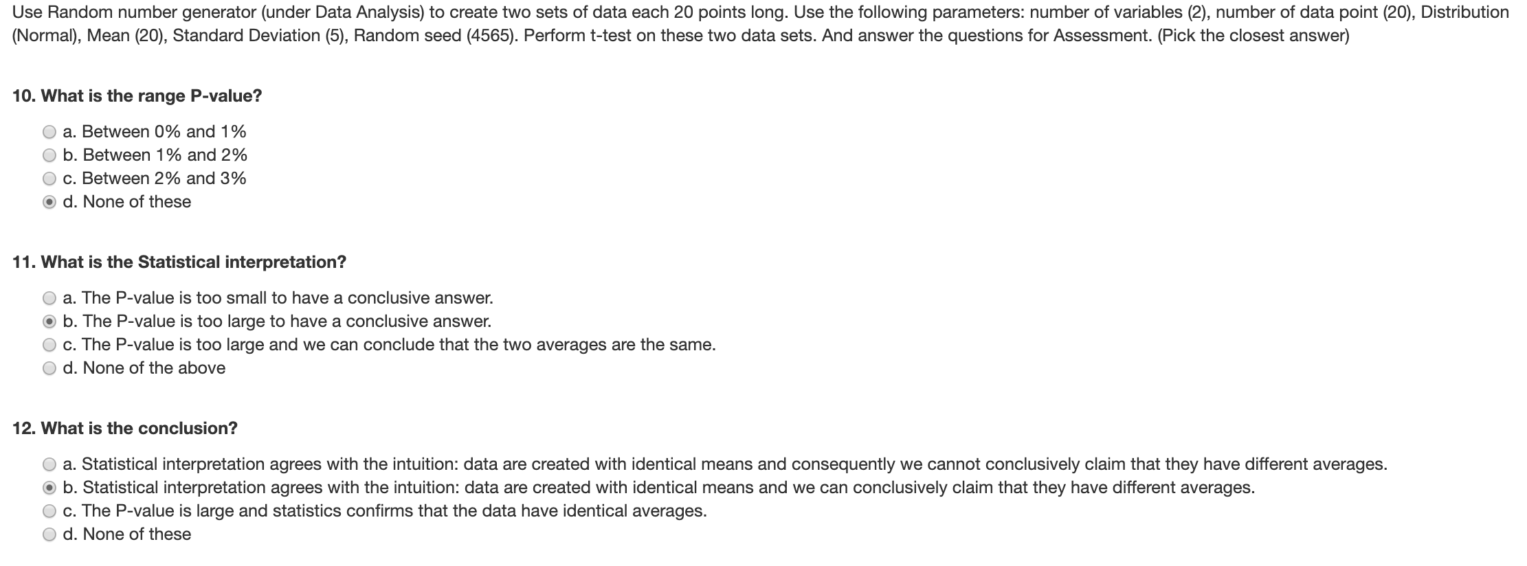 Solved Use Random number generator (under Data Analysis) to | Chegg.com