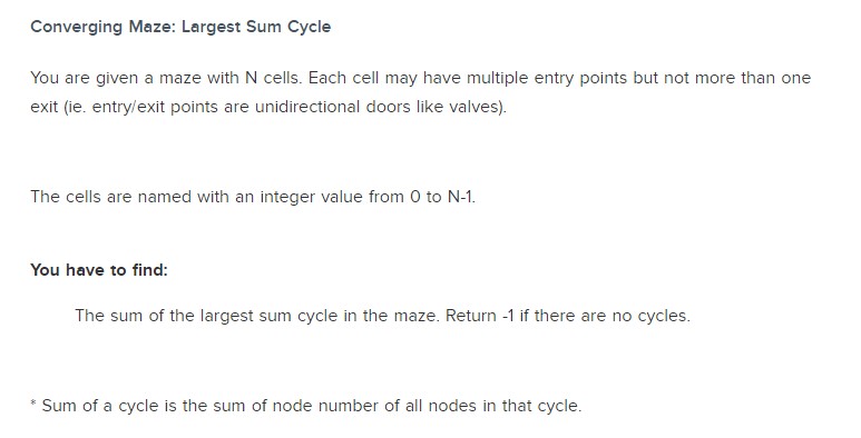 Solved Converging Maze: Largest Sum Cycle You are given a | Chegg.com