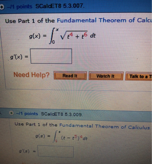 Solved 1 points SCalcET8 5.3.007 Use Part 1 of the | Chegg.com