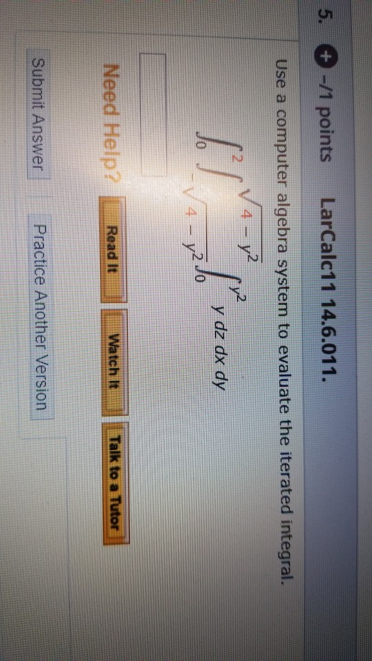 Solved 5. + -/1 points LarCalc11 14.6.011. Use a computer | Chegg.com
