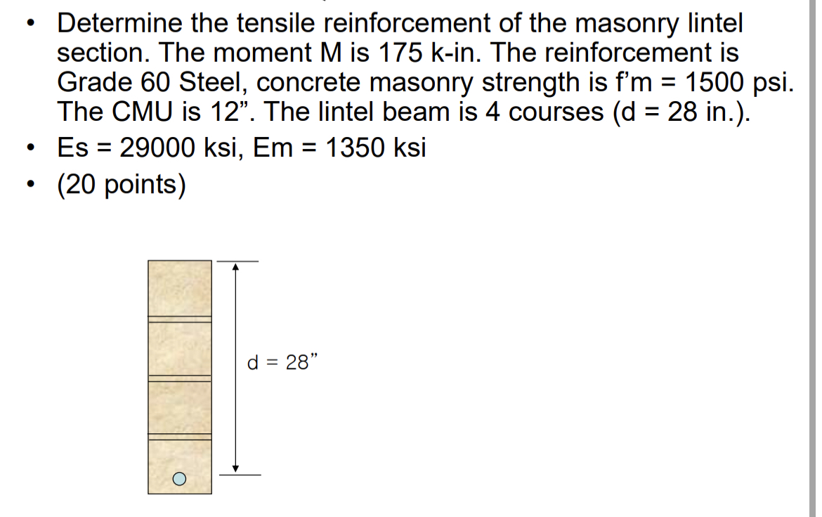 Solved - ﻿Determine the tensile reinforcement of the masonry | Chegg.com
