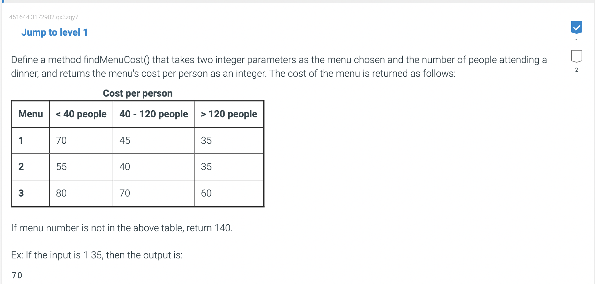 Solved Define a method findMenuCost() that takes two integer | Chegg.com