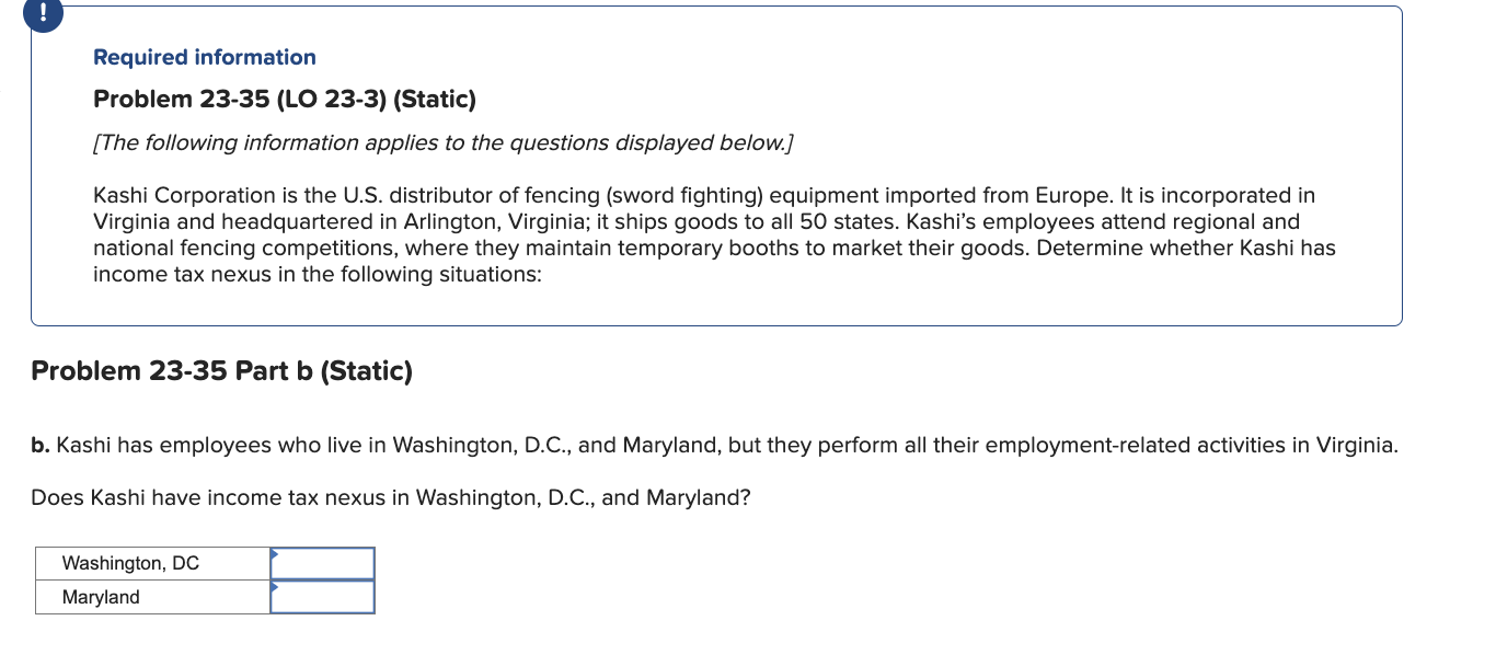 Solved Required information Problem 23-35 (LO 23-3) (Static) | Chegg.com