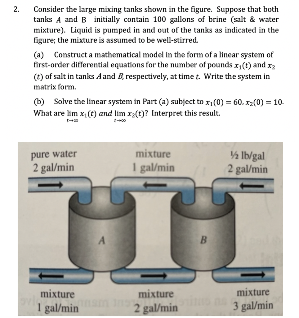 Solved 2. Consider the large mixing tanks shown in the | Chegg.com