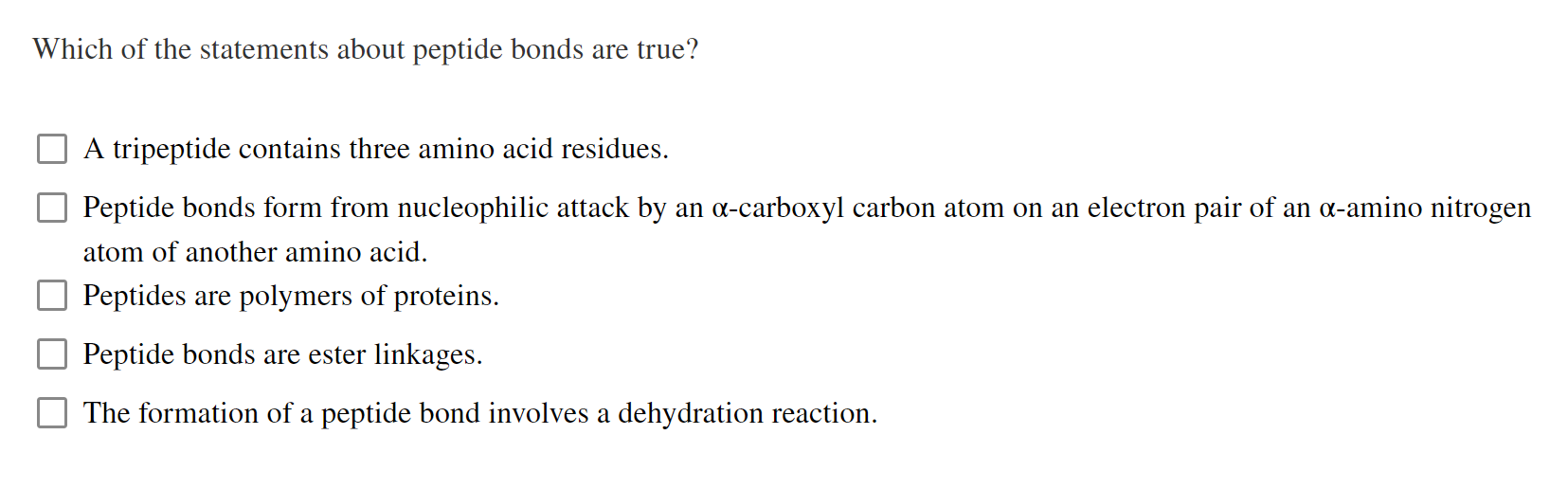 Solved Which of the statements about peptide bonds are | Chegg.com