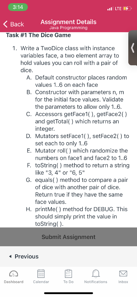 Solved 3:14 l LTE + + Back Assignment Details Java | Chegg.com