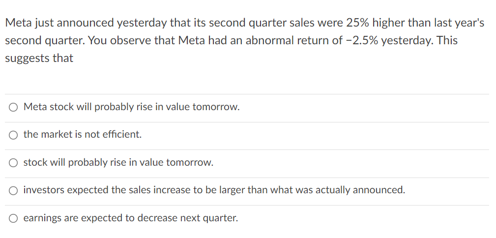 Solved Meta just announced yesterday that its second quarter | Chegg.com