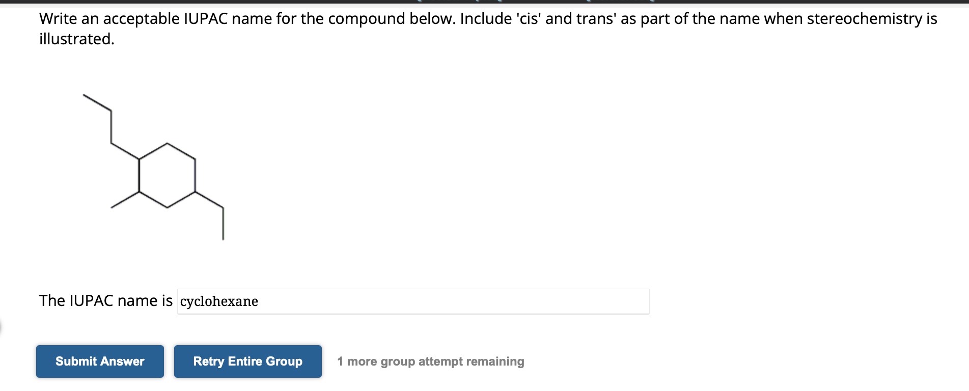 Solved Write an acceptable IUPAC name for the compound | Chegg.com