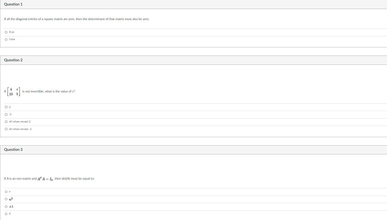 Solved Question 1 If all the diagonal entries of a square | Chegg.com