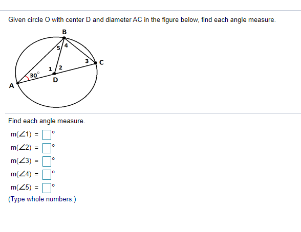 Solved Given circle O with center D and diameter AC in the | Chegg.com