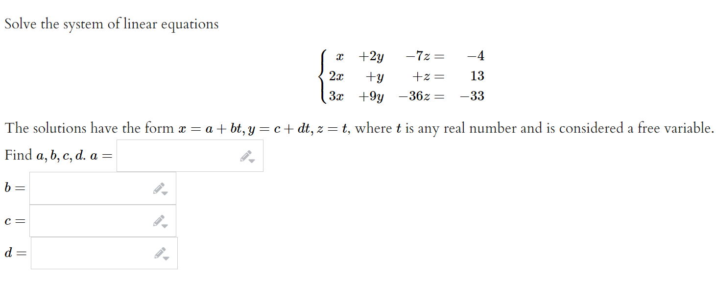 Solved Solve the system of linear equations | Chegg.com