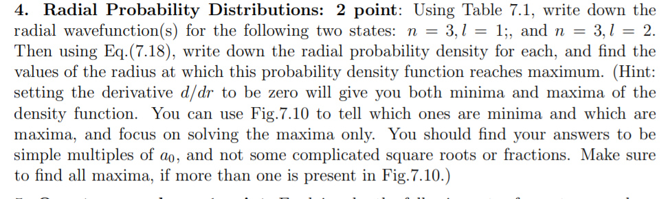 Solved 4. Radial Probability Distributions: 2 point: Using | Chegg.com