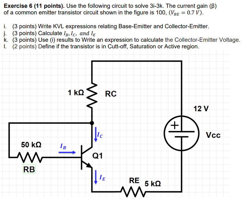 Solved Exercise 6 (11 points). Use the following circuit to | Chegg.com