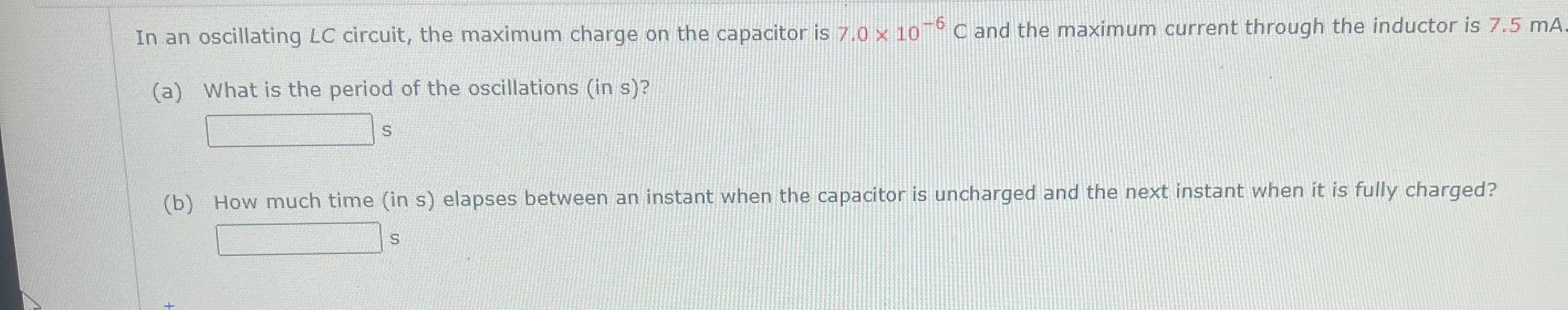 Solved In an oscillating LC circuit, the maximum charge on | Chegg.com