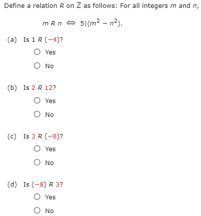 Solved Define a relation Ron Z as follows: For all integers | Chegg.com