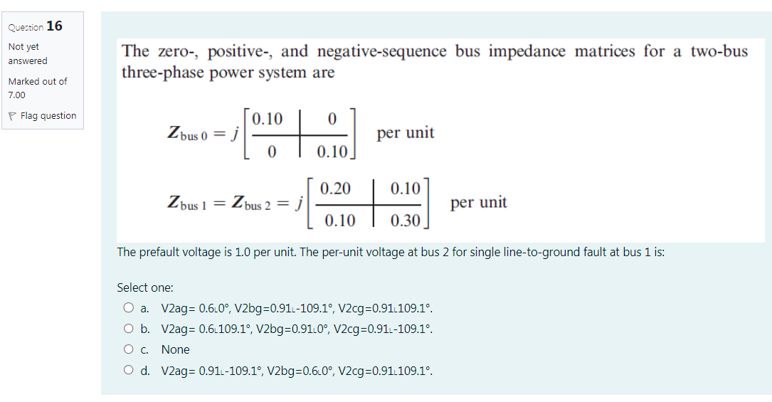 Solved The zero-, positive-, and negative-sequence bus | Chegg.com