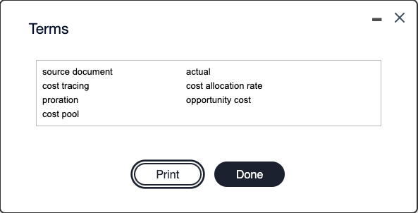 Solved Terms source document cost tracing proration cost | Chegg.com
