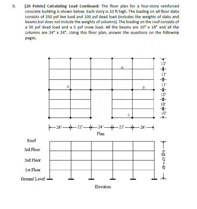 Solved 9. [20 Points) Calculating Load Continued: The floor | Chegg.com