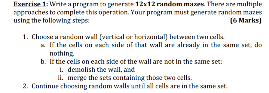 Solved Exercise 1: Write a program to generate 12x12 random | Chegg.com