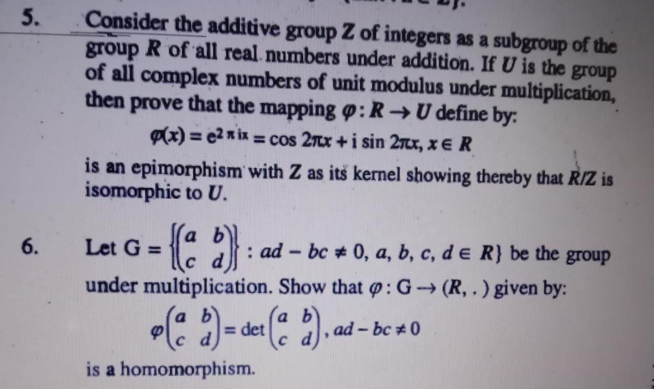 Solved 5. Consider the additive group Z of integers as a | Chegg.com