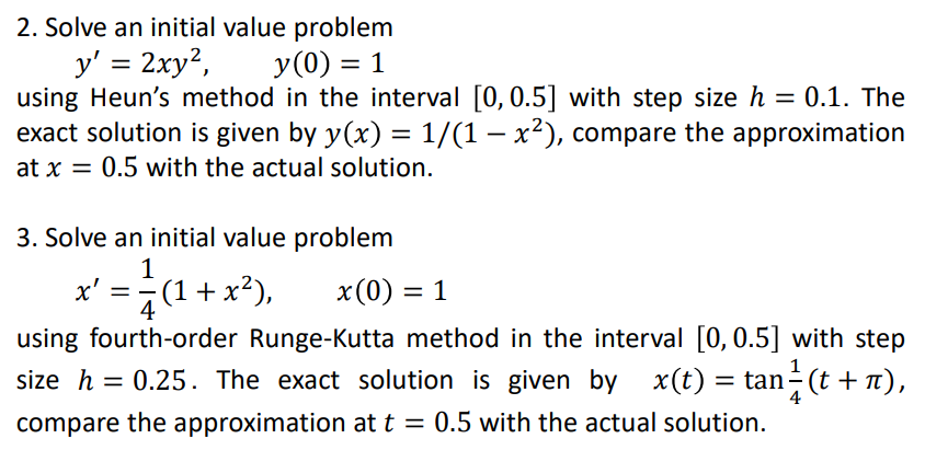 Solved y (0) = 1 2. Solve an initial value problem y' = | Chegg.com