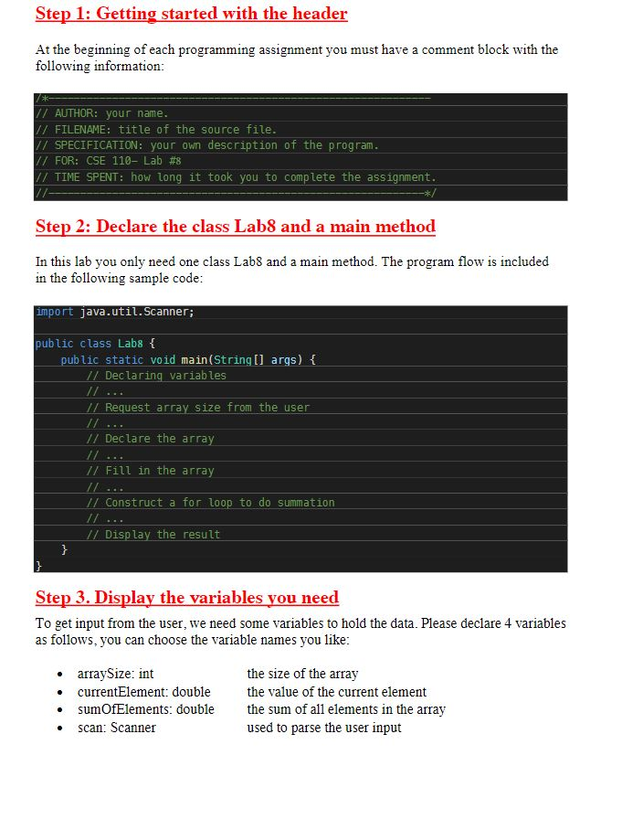 Solved CSE 110 - Lab 8 Lab Topics • The basics of Array | Chegg.com