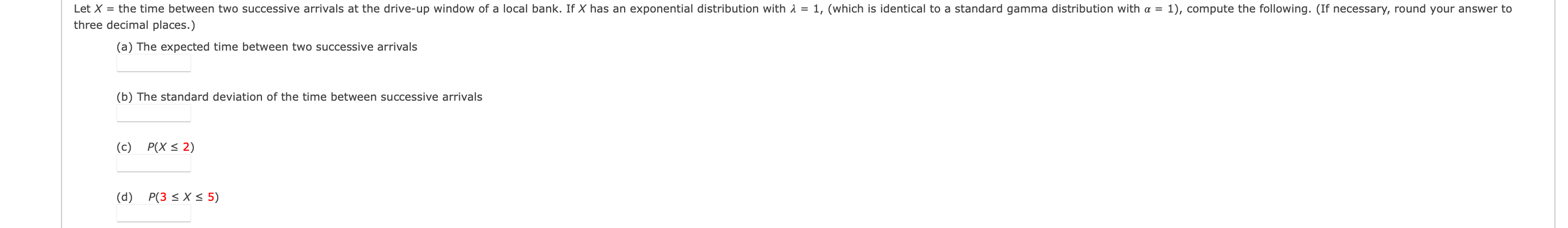 Solved three decimal places.) (a) The expected time between | Chegg.com