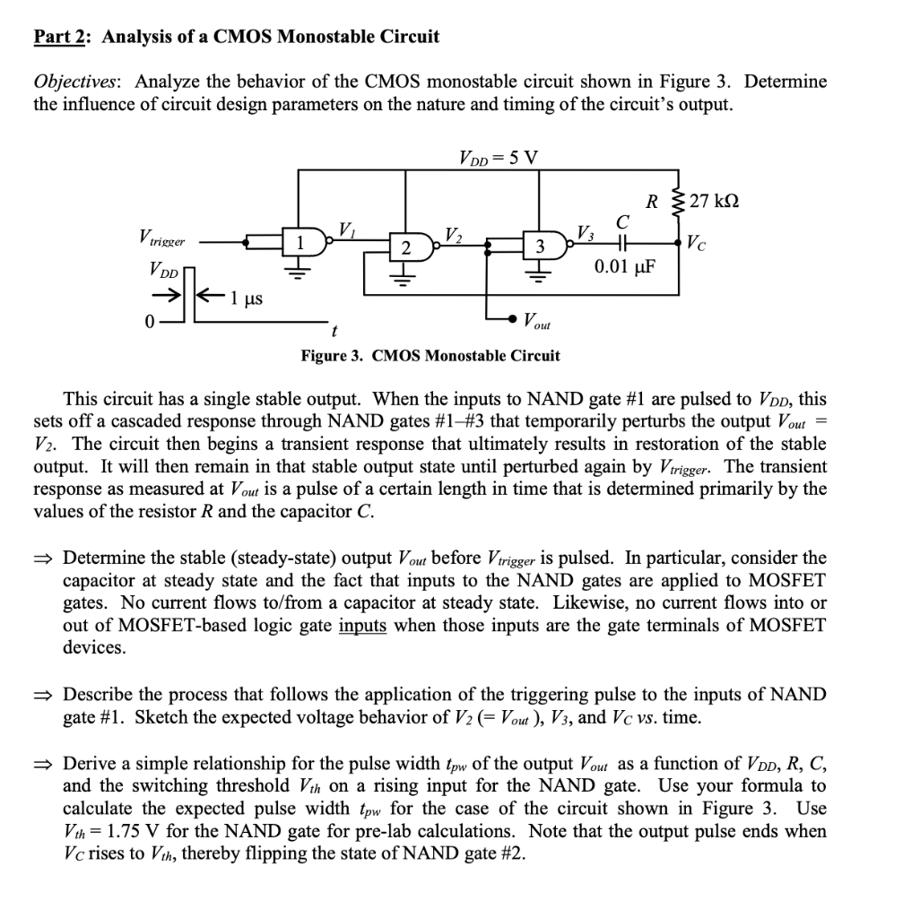 Part 2: Analysis of a CMOS Monostable Circuit | Chegg.com