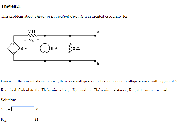 Solved Theven21 This problem about Thévenin Equivalent | Chegg.com