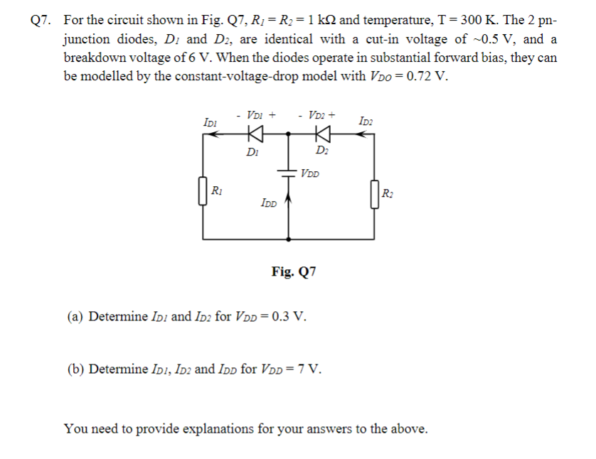 Solved 7. For the circuit shown in Fig. Q7, Rl=R2=1kΩ and | Chegg.com