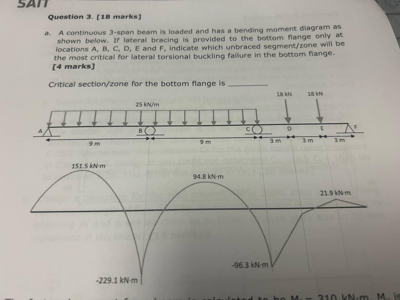 draw a w column section and a lateral bracing | Chegg.com
